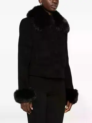 SELF-PORTRAIT Faux-fur Trim Button-up Jacket