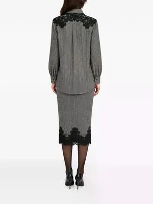 CLIPS Lace-appliqué Herringbone-pattern Shirt