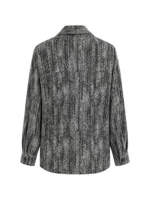 CLIPS Lace-appliqué Herringbone-pattern Shirt