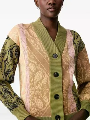 NEVER FULLY DRESSED Paisley-print Intarsia-knit Cardigan
