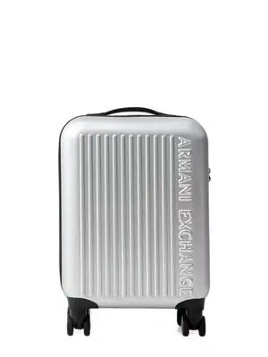 Armani Exchange Logo-embossed Ridged Luggage - Silver