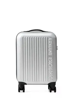 Armani Exchange Logo-embossed Ridged Luggage - Silver