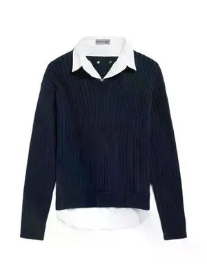 Balenciaga Layered Ribbed-knit Polo Sweater - Blue