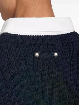 Balenciaga Layered Ribbed-knit Polo Sweater