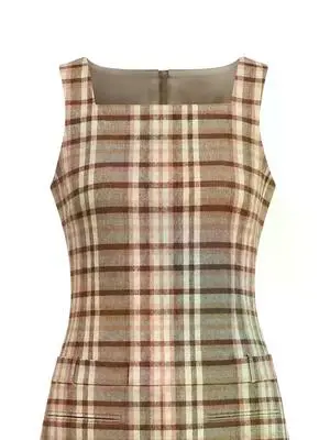 Staud Shea Plaid Mini Dress - Brown