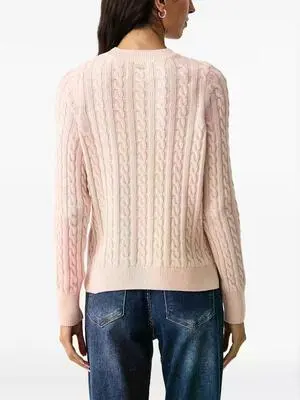 Barbour Ashdown Cable-knit Embroidered-logo Sweater - Pink