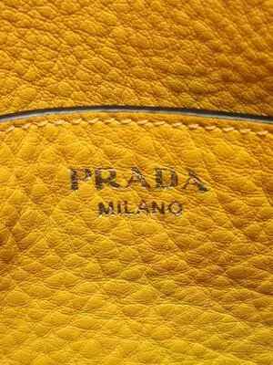 Prada 2010s Metal-logo Shoulder Bag - Yellow