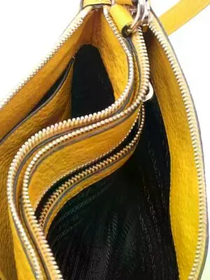 Prada 2010s Metal-logo Shoulder Bag - Yellow