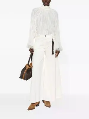 PHILIA LOFT Lace-trimmed Pleated Top