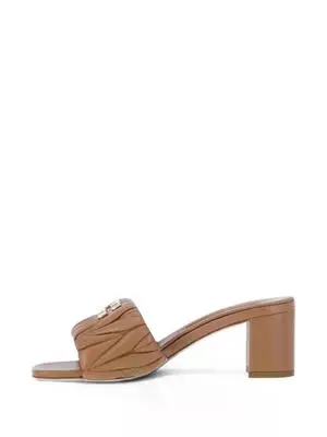 Miu Miu Matelassé Nappa Leather Slides - Brown