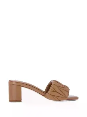 Miu Miu Matelassé Nappa Leather Slides - Brown