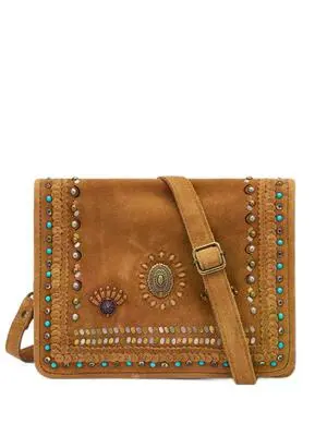 FRAU Stud-embellished Suede Shoulder Bag - Brown