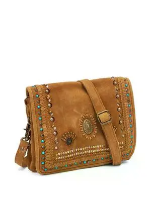 FRAU Stud-embellished Suede Shoulder Bag - Brown