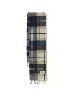 Barbour Tartan-check Fringed Scarf - Blue