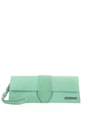 Jacquemus Ostrich-effect Suede East-west Bag - Green