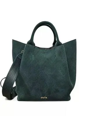 POCHE PARIS Torba Suede Logo-stamp Tote Bag - Green