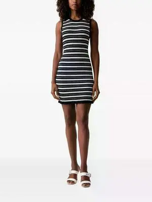 MORGAN Striped Scalloped-trim Mini Dress
