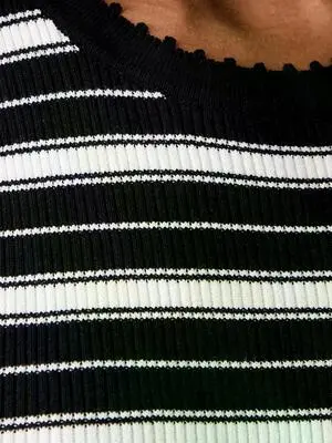 MORGAN Striped Scalloped-trim Mini Dress