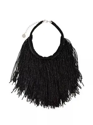 Emporio Armani Beaded Fringed Necklace - Black