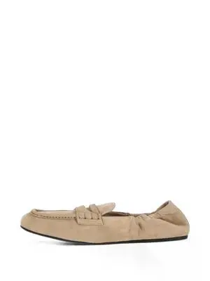Miu Miu Ruched-detail Loafers - Neutrals