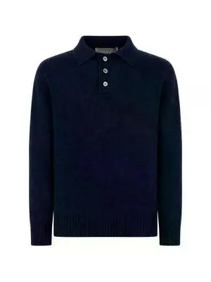 AMARANTO Button-placket Polo Sweater - Blue
