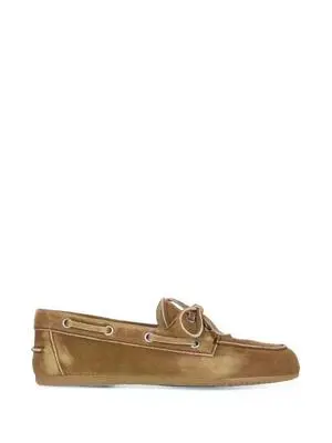 Miu Miu Faded Suede Deck Shoes - Neutrals