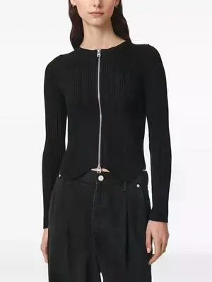 ALLSAINTS Ribbed-knit Zip-up Cardigan - Black