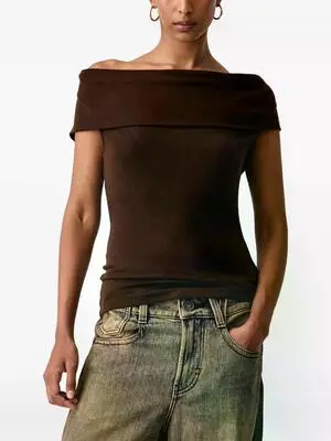 Miss Sixty Off-shoulder Hooded Top