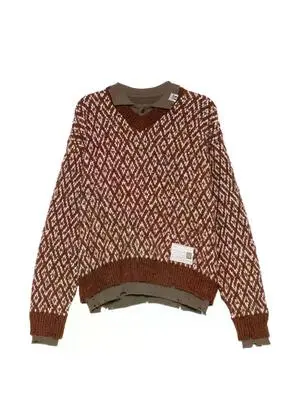 Mihara Yasuhiro Layered Knit Sweater - Brown