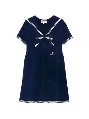 SHUSHU/TONG Bow-detail Sailor-collar Mini Dress - Blue