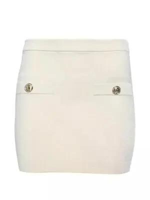 Balmain Button-embellished Knit Skirt - Neutrals