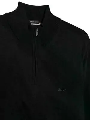 BOSS Quarter-zip Logo-embroidered Sweater
