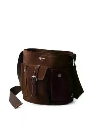 Prada Route Suede Mini Bucket Bag Brown
