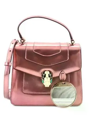 BVLGARI Serpenti Forever Top Handle Bag Patent Small Satchel - Metallic