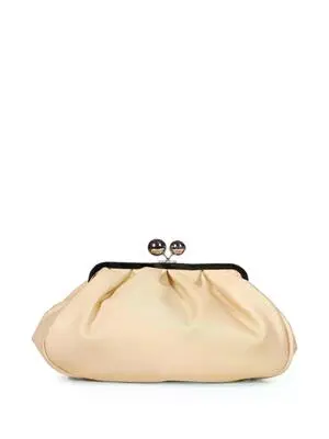 Max Mara Pasticcino Gathered Leather Clutch Bag - Neutrals