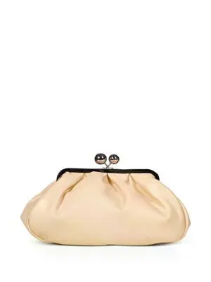 Max Mara Pasticcino Gathered Leather Clutch Bag - Neutrals