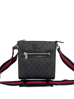 Gucci 2000-2015 Small Gg Supreme Web Messenger Bag Crossbody Bag - Black