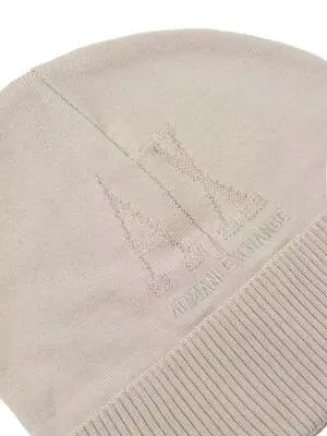 Armani Exchange Logo-embroidered Ribbed-trim Beanie Hat