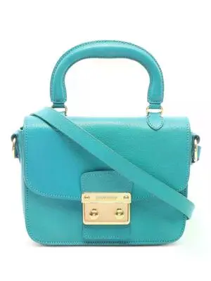 Miu Miu 2000s Madras Leather Tote Bag - Blue