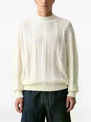 Armani Exchange Cable-knit Mock-neck Sweater - Neutrals