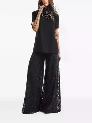 GEMY MAALOUF Lace-overlay Palazzo Pants - Black