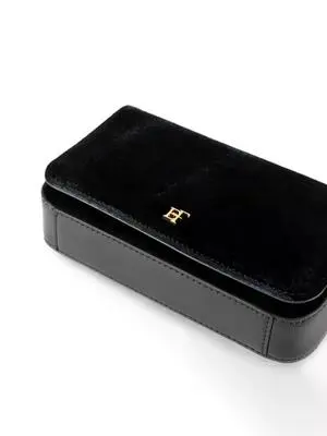 Elisabetta Franchi Velvet Shoulder Bag With Crocodile Print
