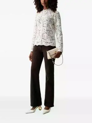 MORGAN Floral-lace High-neck Shirt - Neutrals