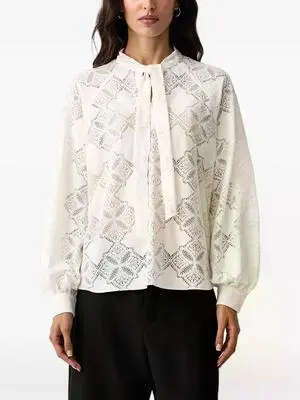 MOS MOSH Tamlyn Tie-neck Blouse - Neutrals