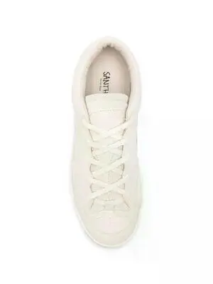 SANTHA Contrast-stitched Leather Sneakers - Neutrals