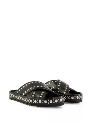 Fendi Stud-embellished Crossover-strap Slides