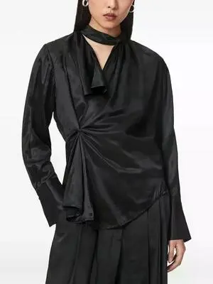 ALLSAINTS Twist-detail Satin Blouse - Black