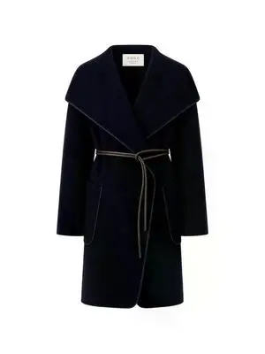 CO.GO Belted Shawl-lapel Coat - Blue