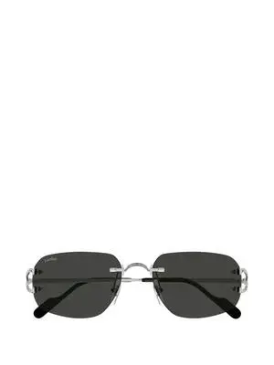 Cartier Rimless Rectangle-frame Sunglasses - Silver