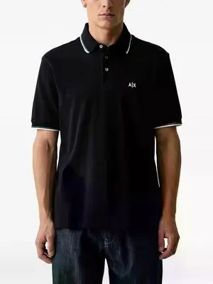 Armani Exchange Logo-embroidered Polo Shirt - Black